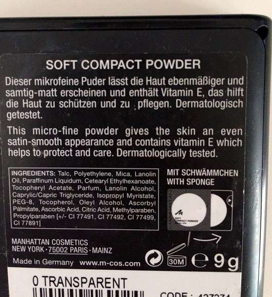 Test - Puder - MANHATTAN Soft Compact Powder Natural Look, Farbe: 0 ...